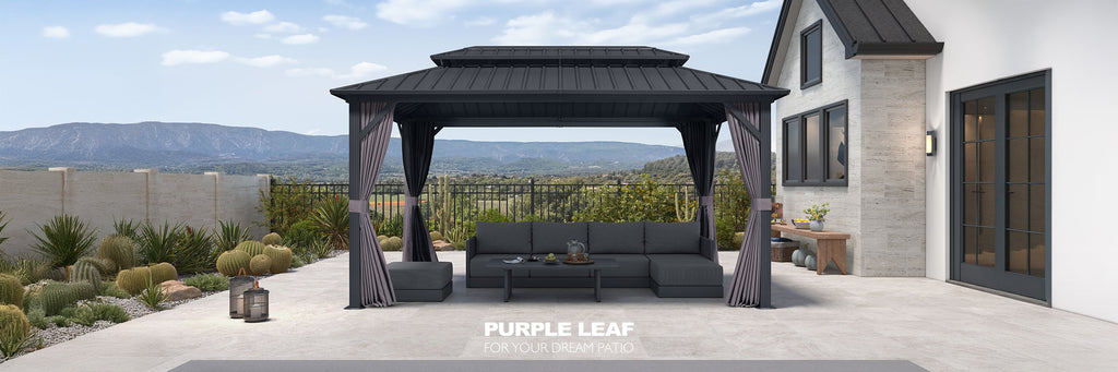 8' x 14' Gazebo | Double-Roof Outdoor Gazebo with Curtains