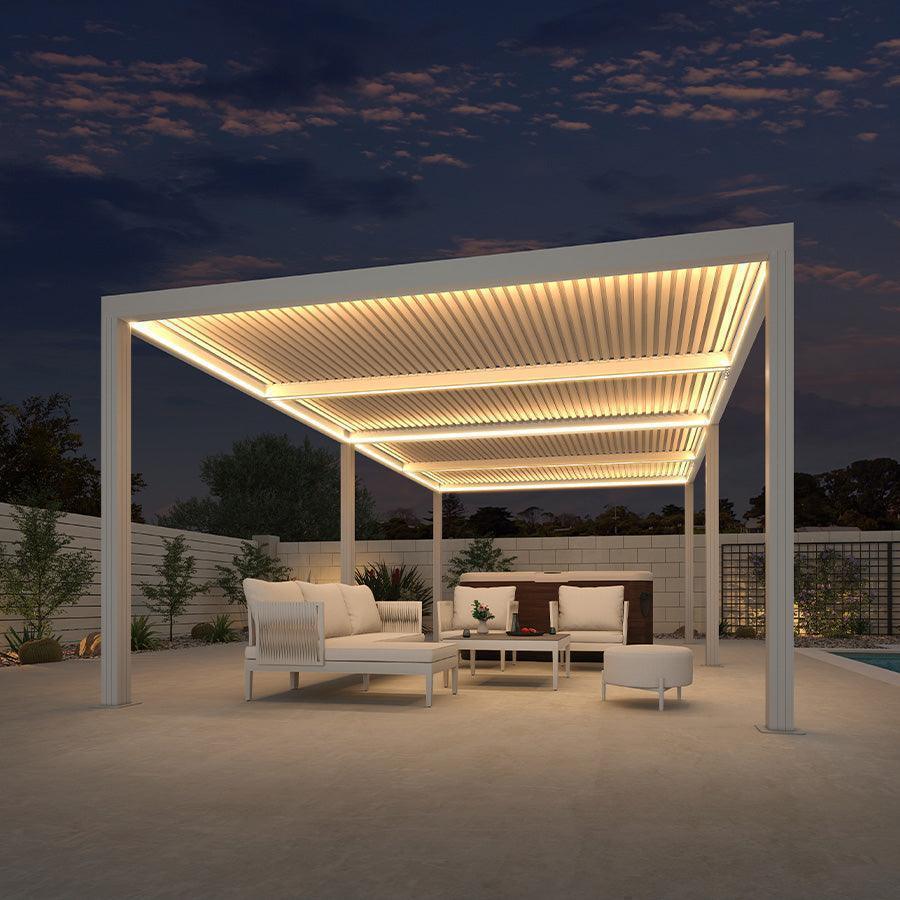 PURPLE LEAF Athena Louvered Pergola White Outdoor Aluminum Pergola wit