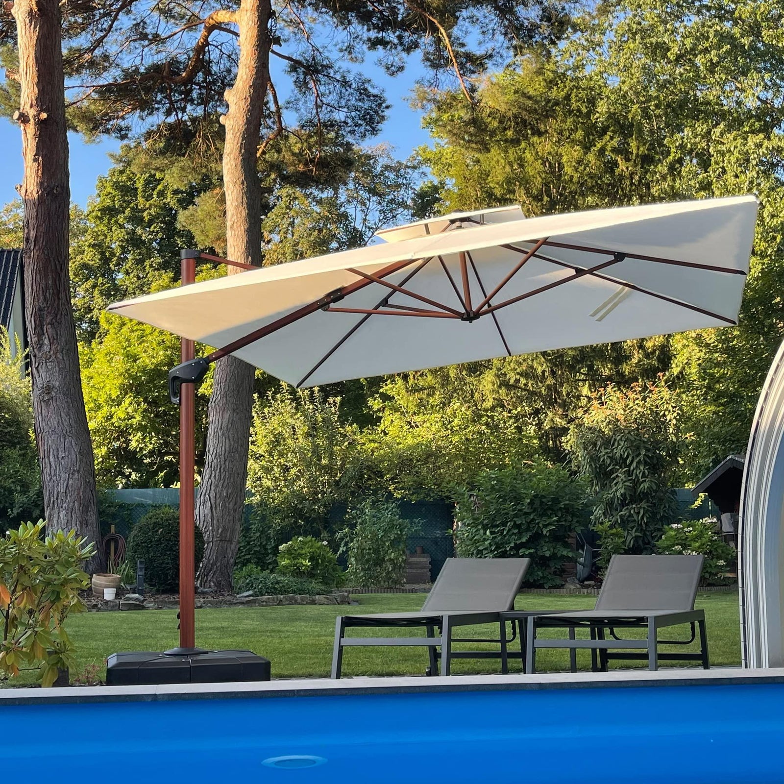 PURPLE LEAF Outdoor Garden Umbrella with Base, Cantilever Umbrellas in