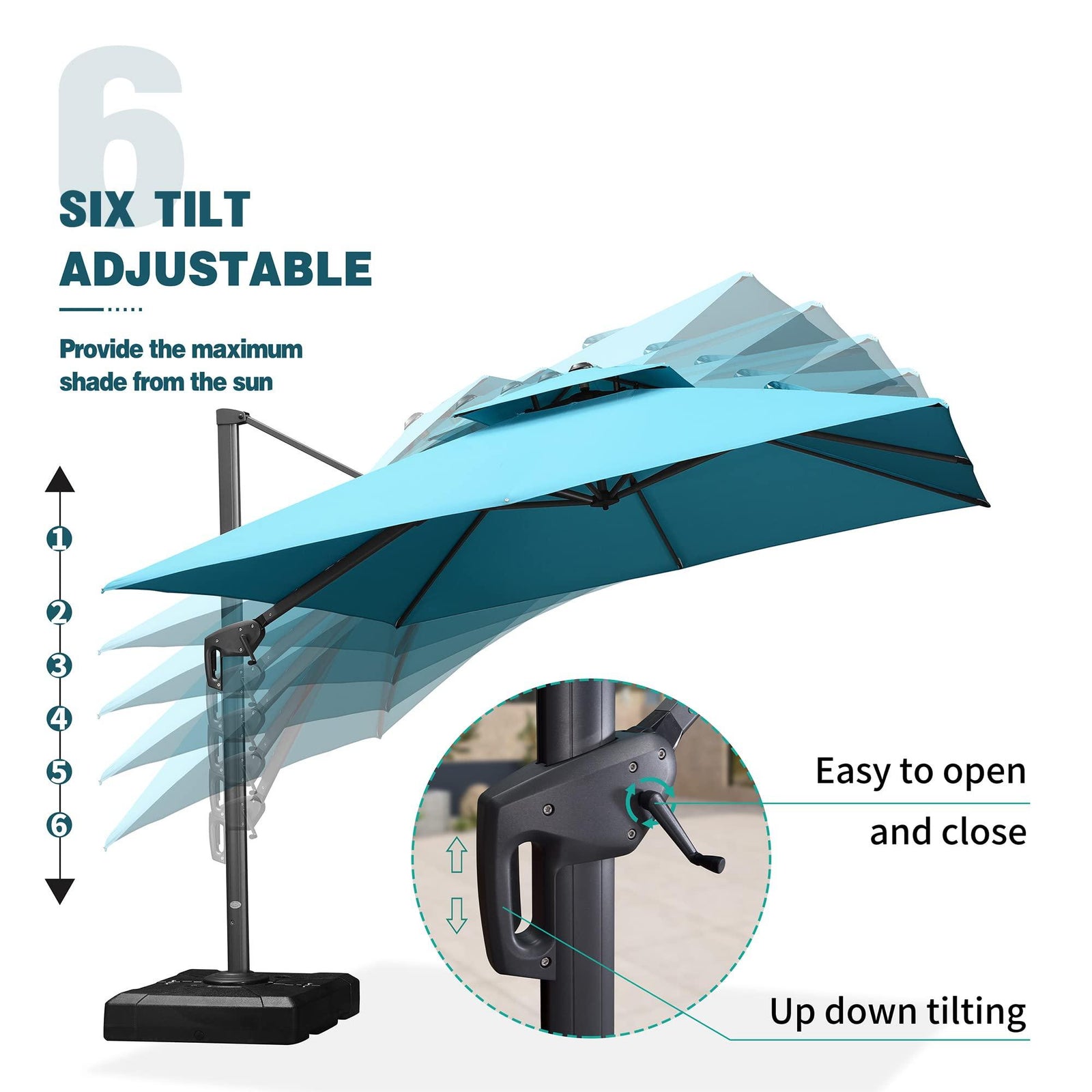Premium Turquoise Blue Patio Umbrella with Base | PURPLE LEAF