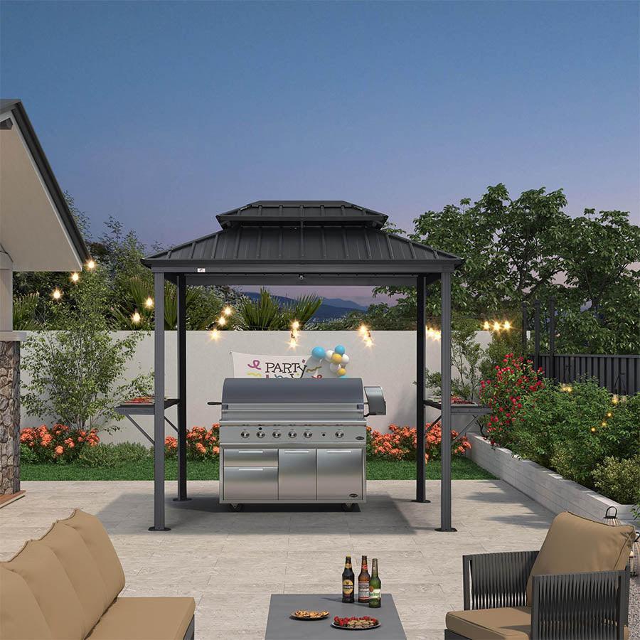 Grill Hardtop Gazebo | Metal Roof for Outdoor BBQ Canopy
