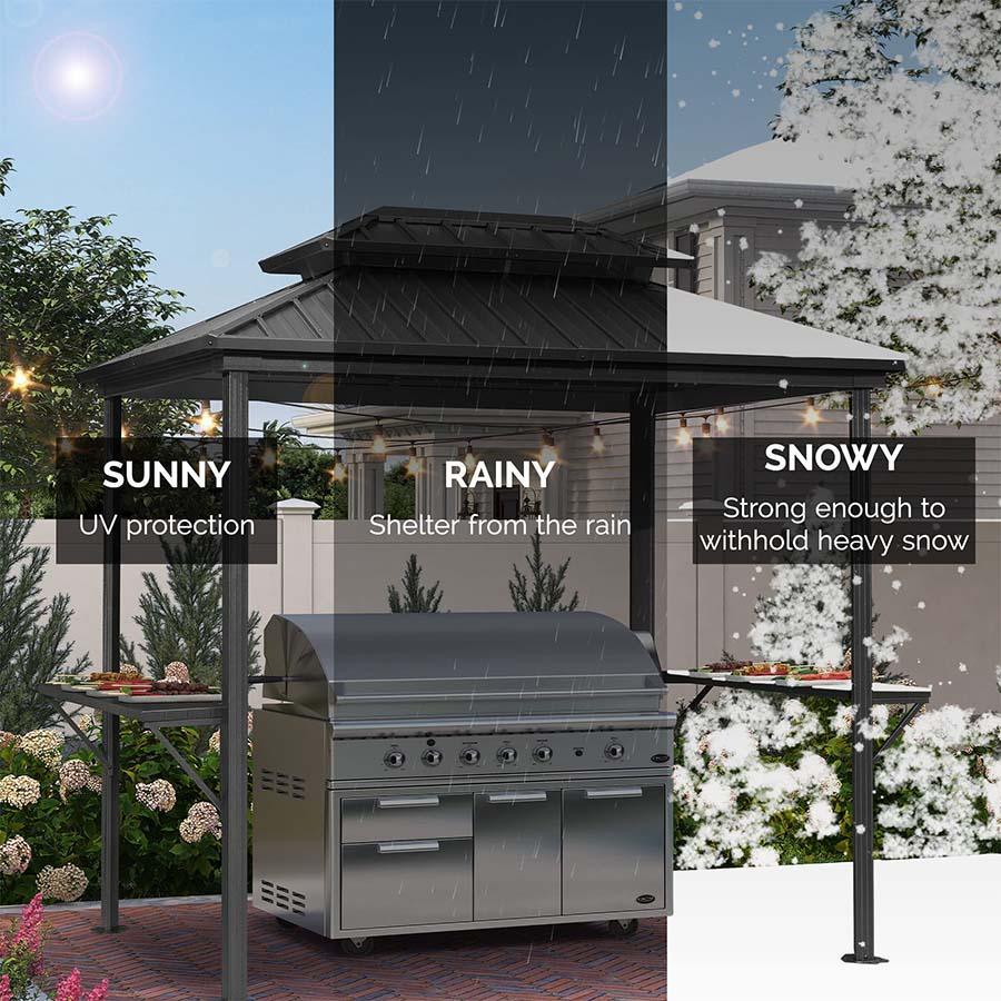 Grill Hardtop Gazebo | Metal Roof for Outdoor BBQ Canopy