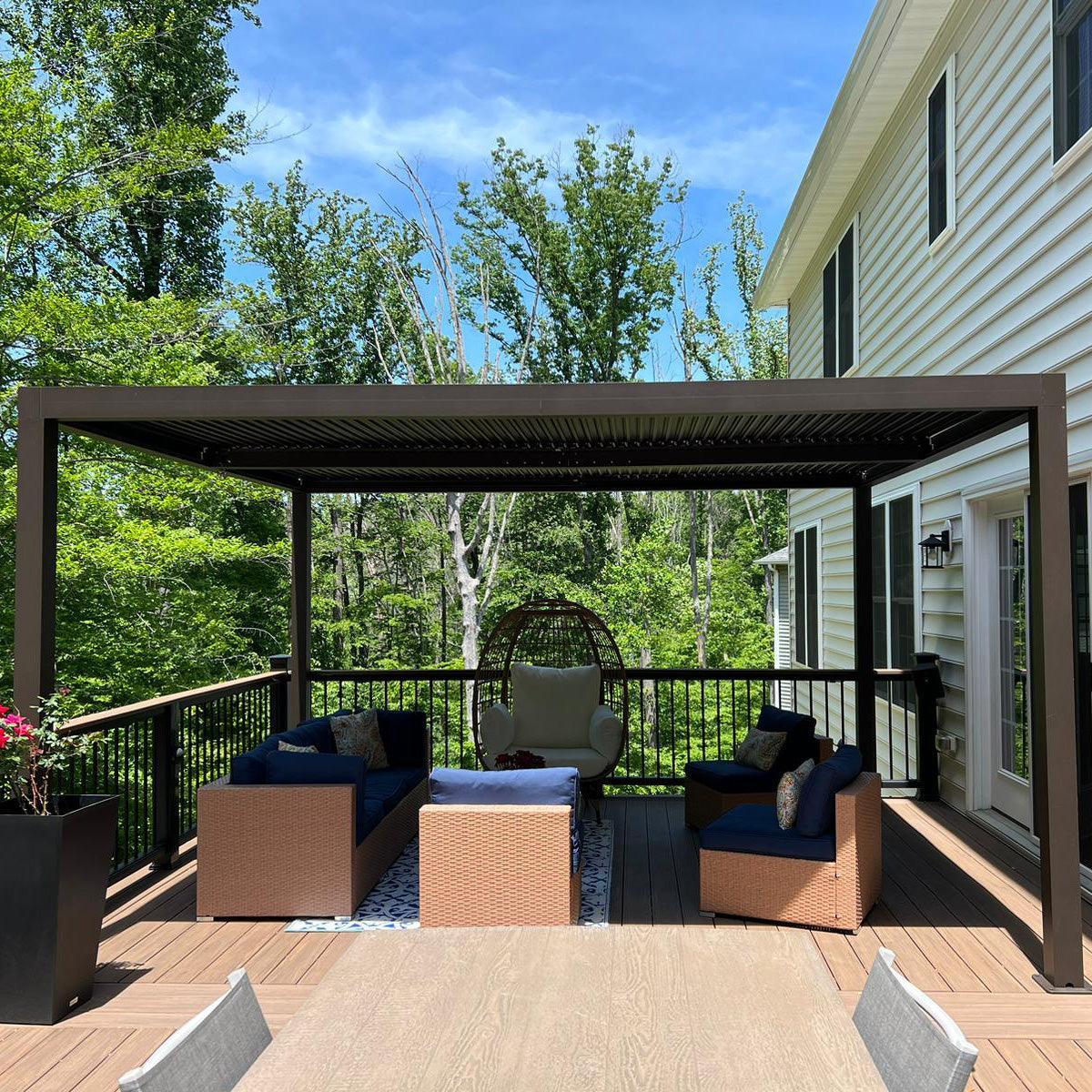 Adjustable Bronze Louvered Pergola Gazebo