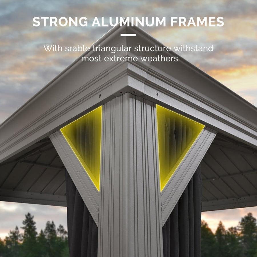 Hardtop Patio Gazebo | Metal Frame with Upgrade Curtain