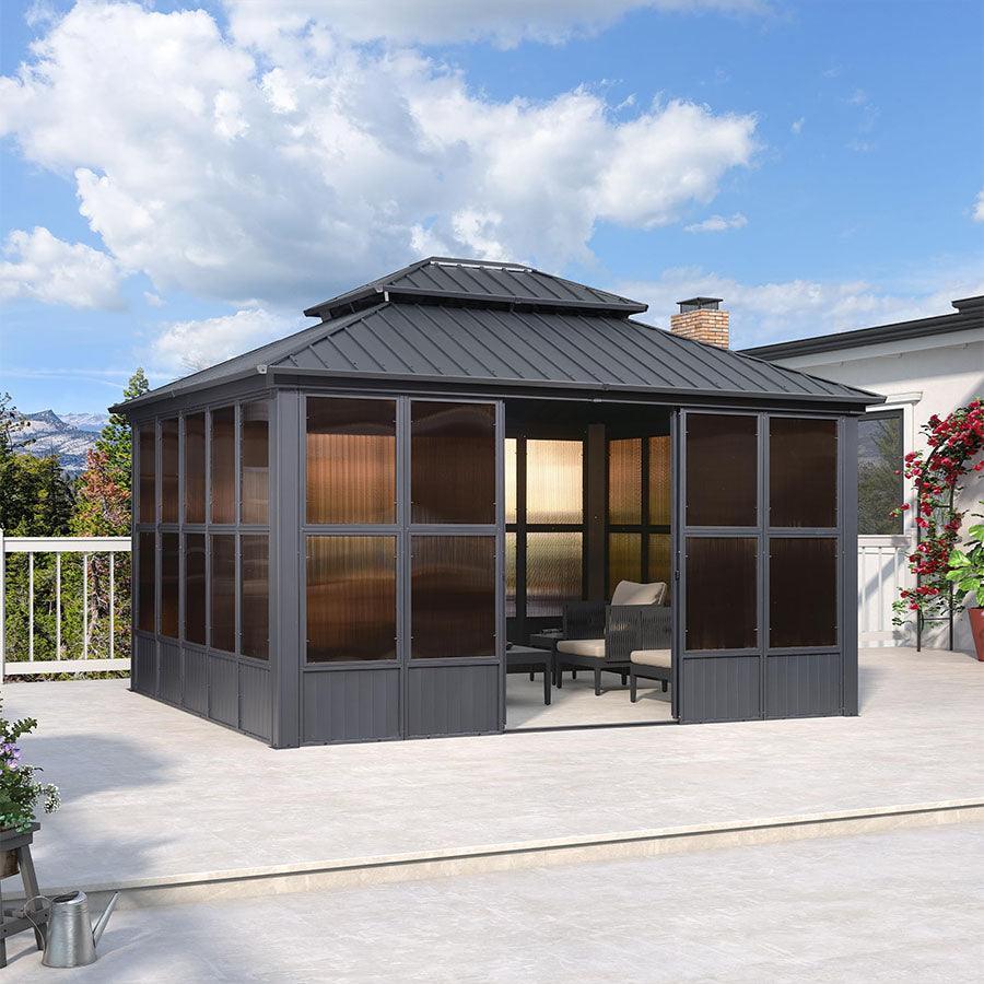 Hardtop Gazebo Solarium | Galvanized Outdoor Sunroom