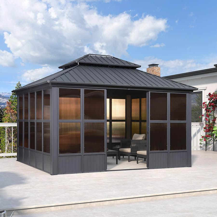 Hardtop Gazebo Solarium | Galvanized Outdoor Sunroom