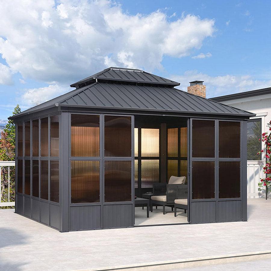 Hardtop Gazebo Solarium | Galvanized Outdoor Sunroom