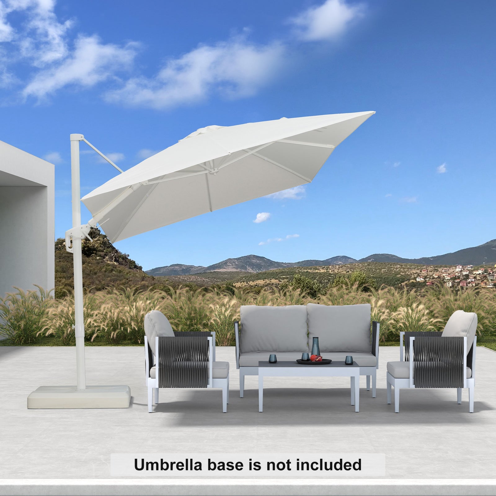 Best Stylish White Outdoor Rotating Umbrella | Square or Rectangular ...